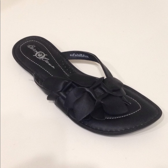 Born | Shoes | Born Crown Black Leather Double Flower Flip Flop | Poshmark